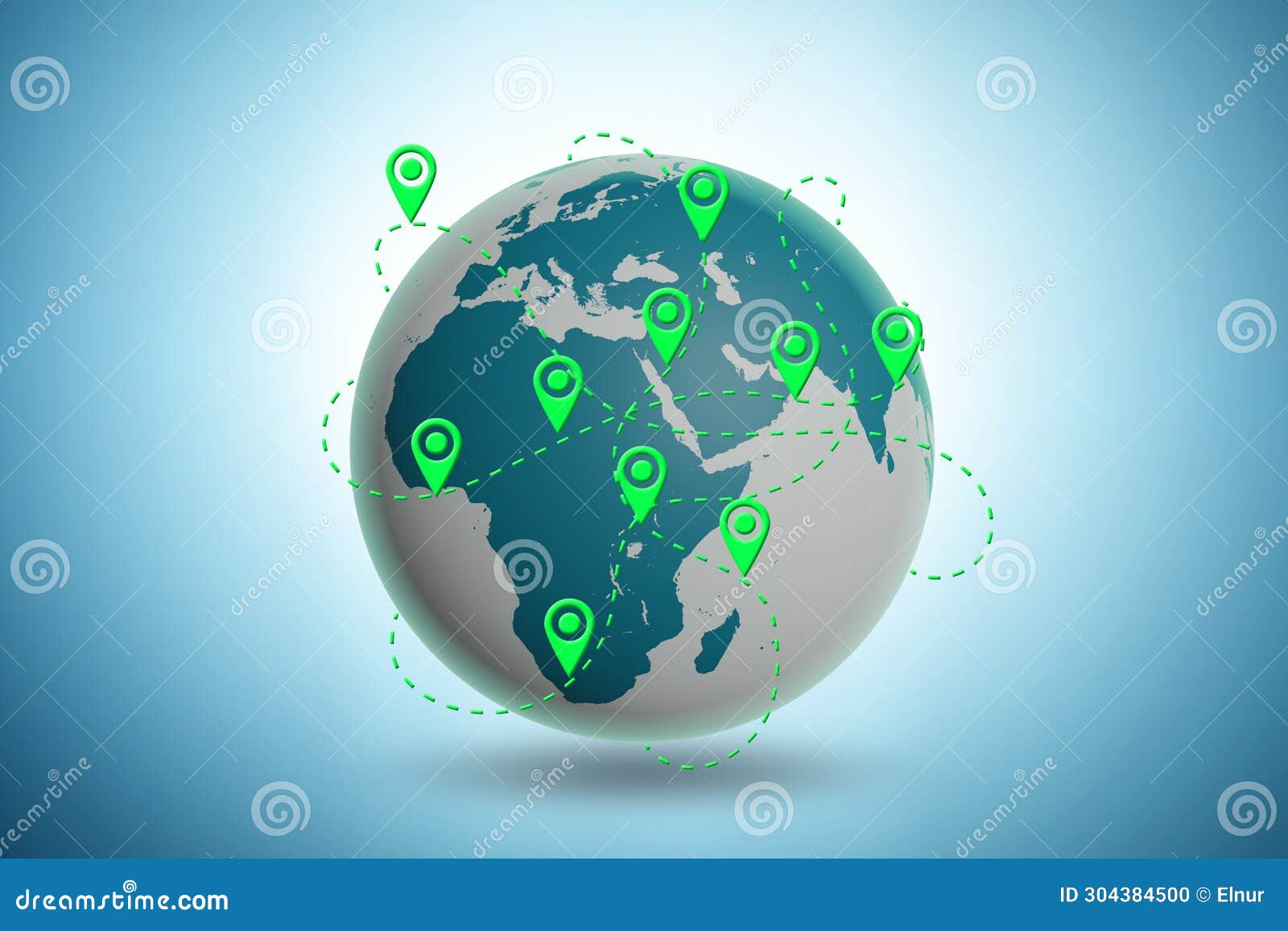 Global Location Concept with Globe - 3d Rendering Stock Illustration ...