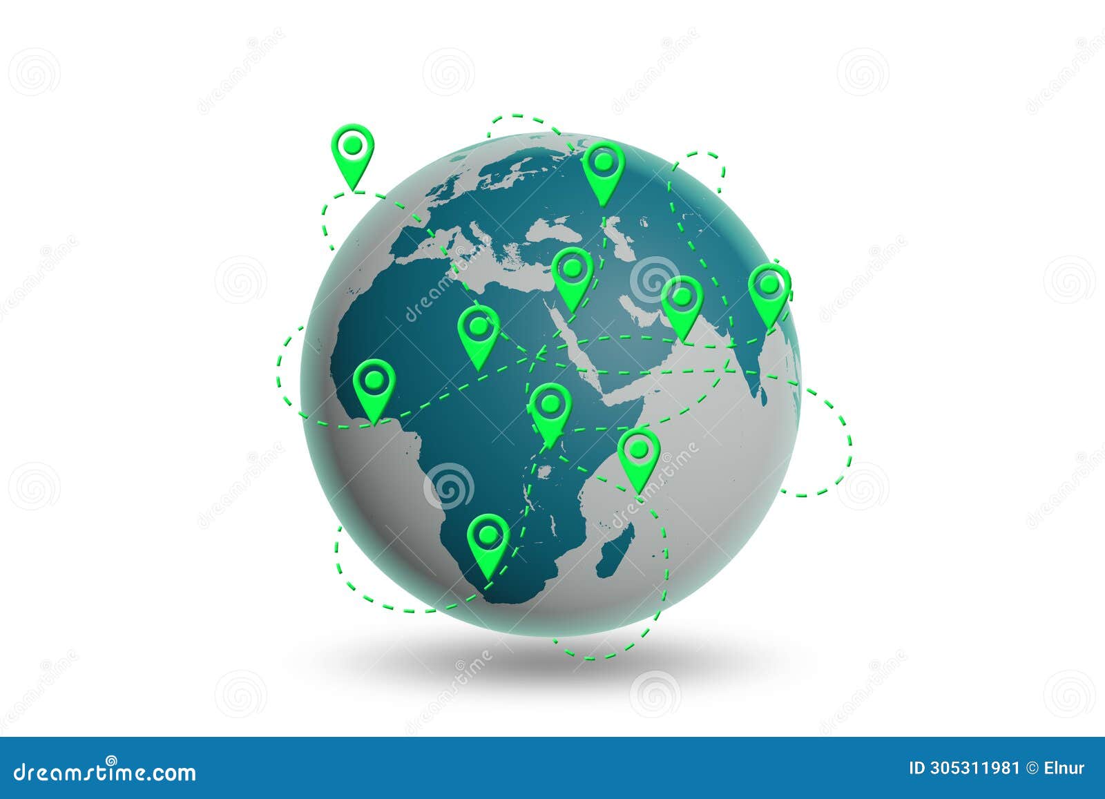 Global Location Concept with Globe - 3d Rendering Stock Illustration ...