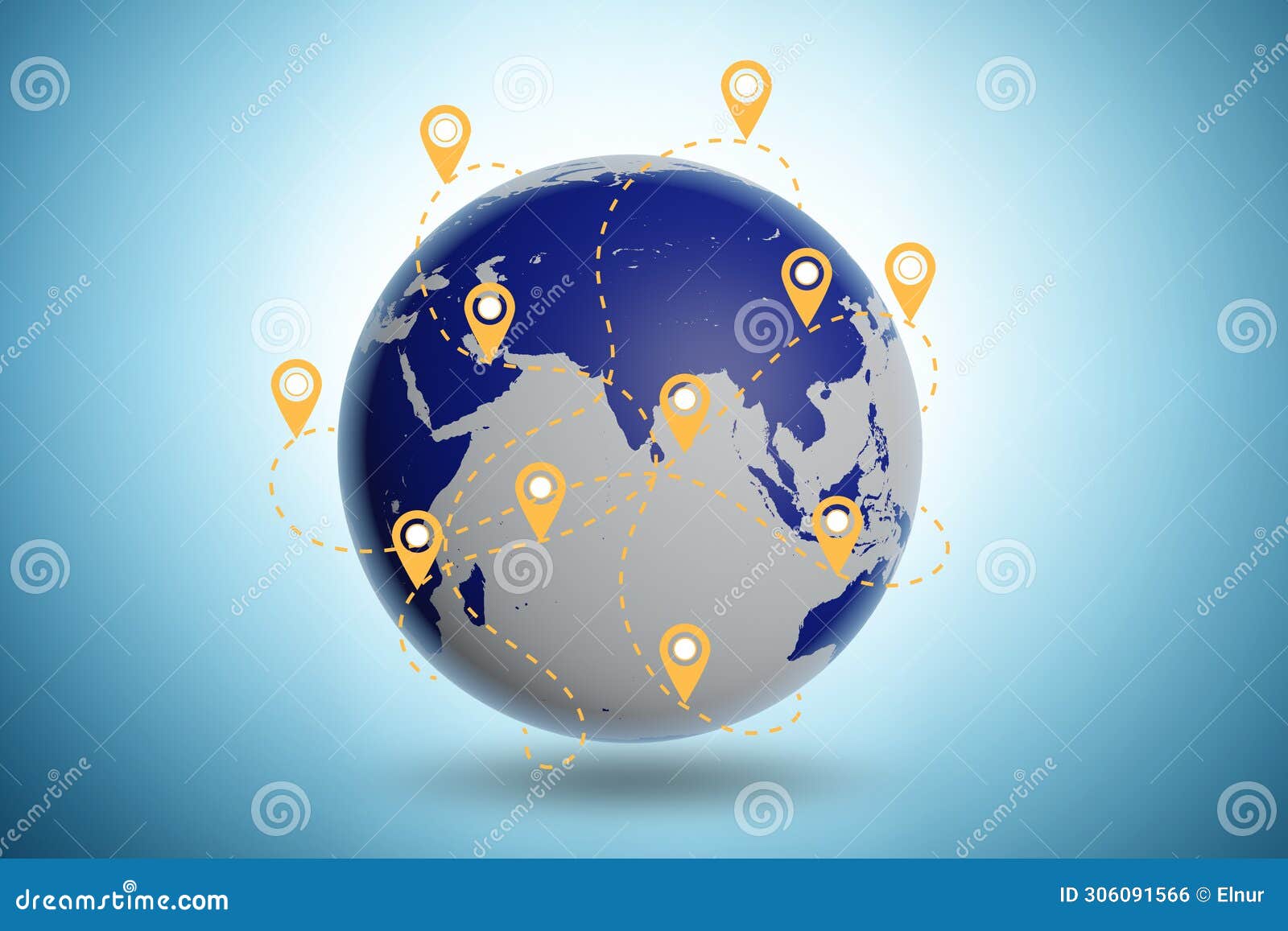 Global Location Concept with Globe - 3d Rendering Stock Illustration ...