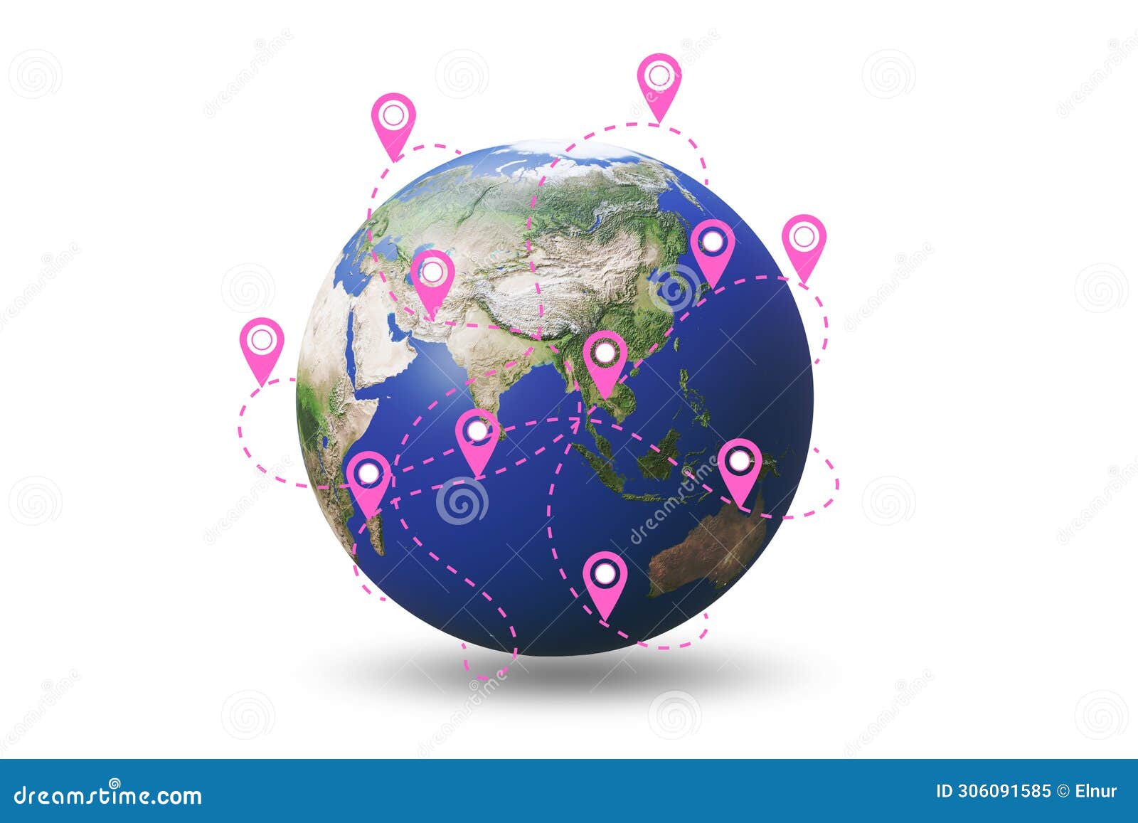 Global Location Concept with Globe - 3d Rendering Stock Illustration ...