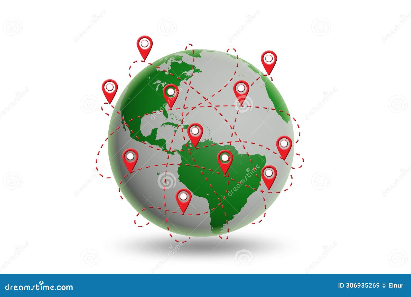 Global Location Concept with Globe - 3d Rendering Stock Illustration ...