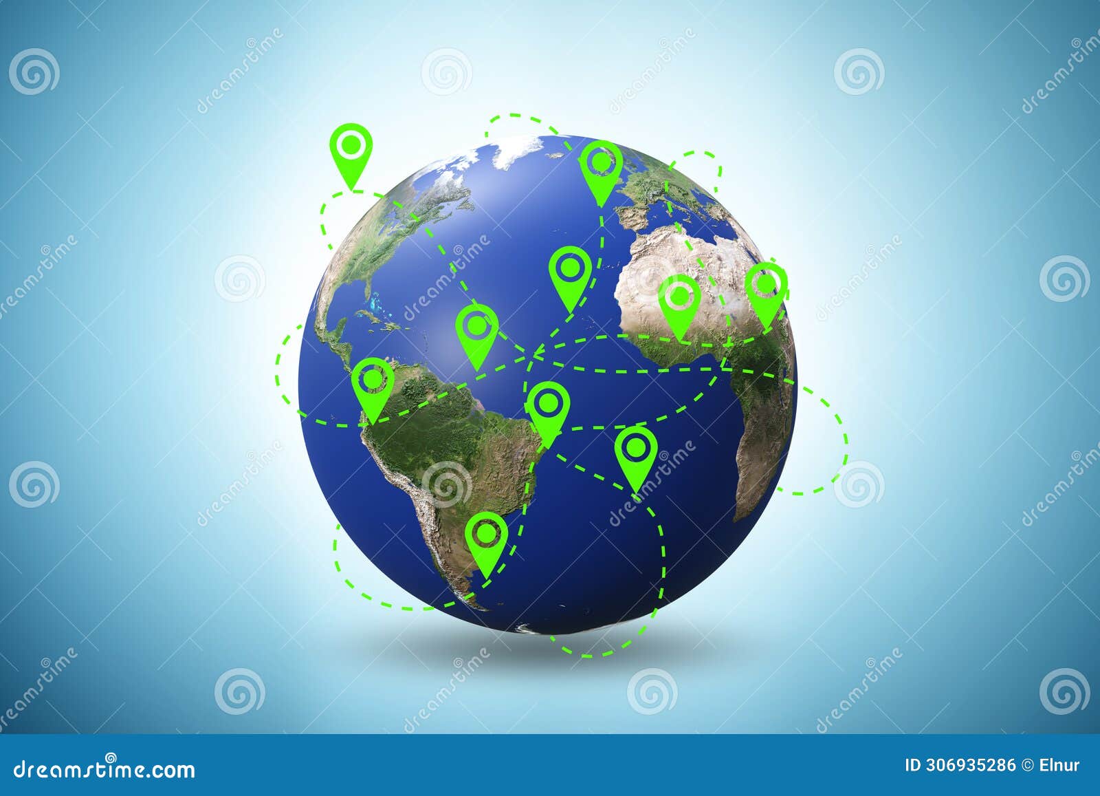 Global Location Concept with Globe - 3d Rendering Stock Illustration ...