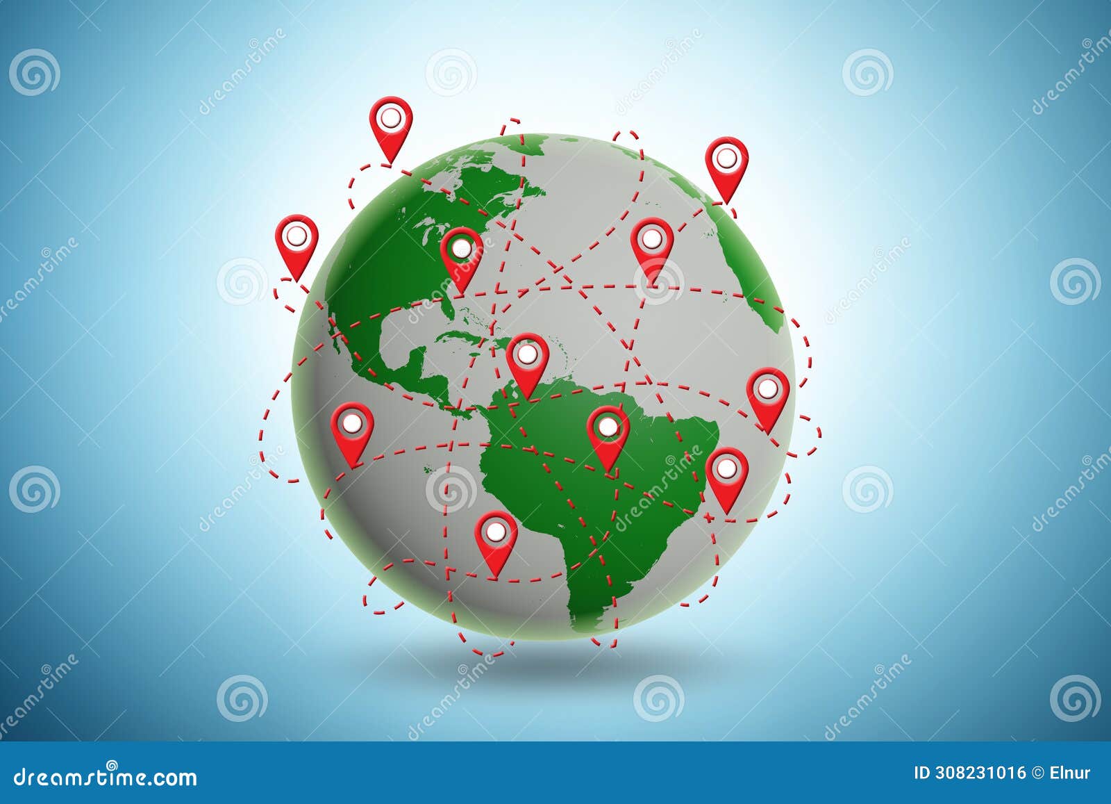 Global Location Concept with Globe - 3d Rendering Stock Illustration ...