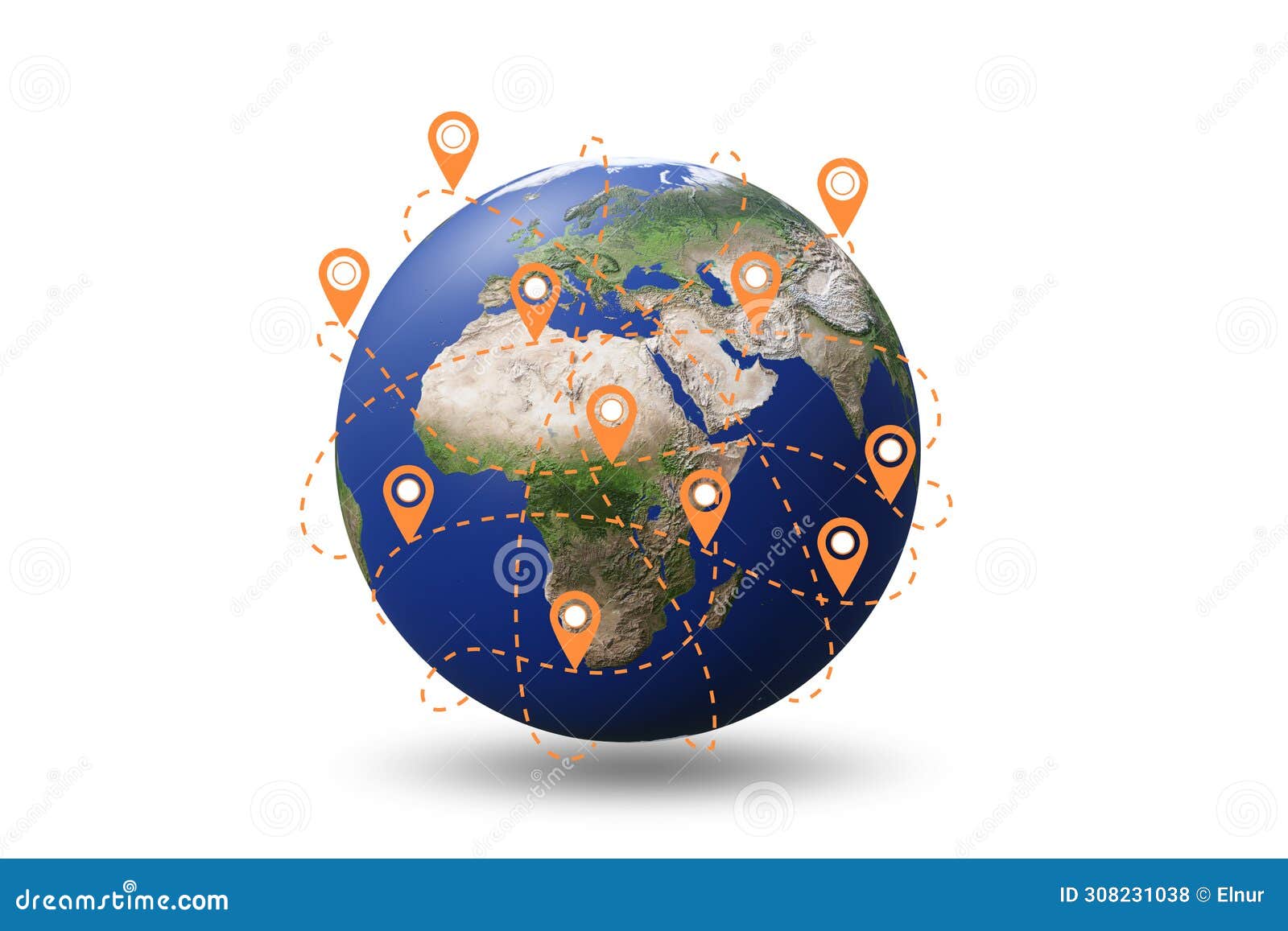Global Location Concept with Globe - 3d Rendering Stock Illustration ...