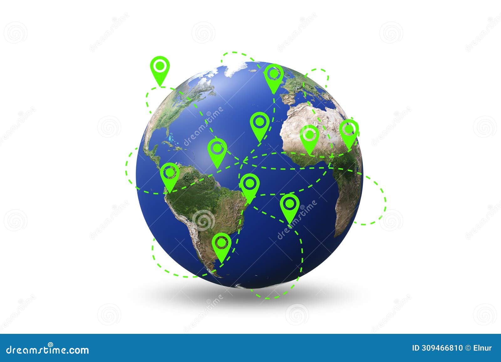 Global Location Concept with Globe - 3d Rendering Stock Illustration ...