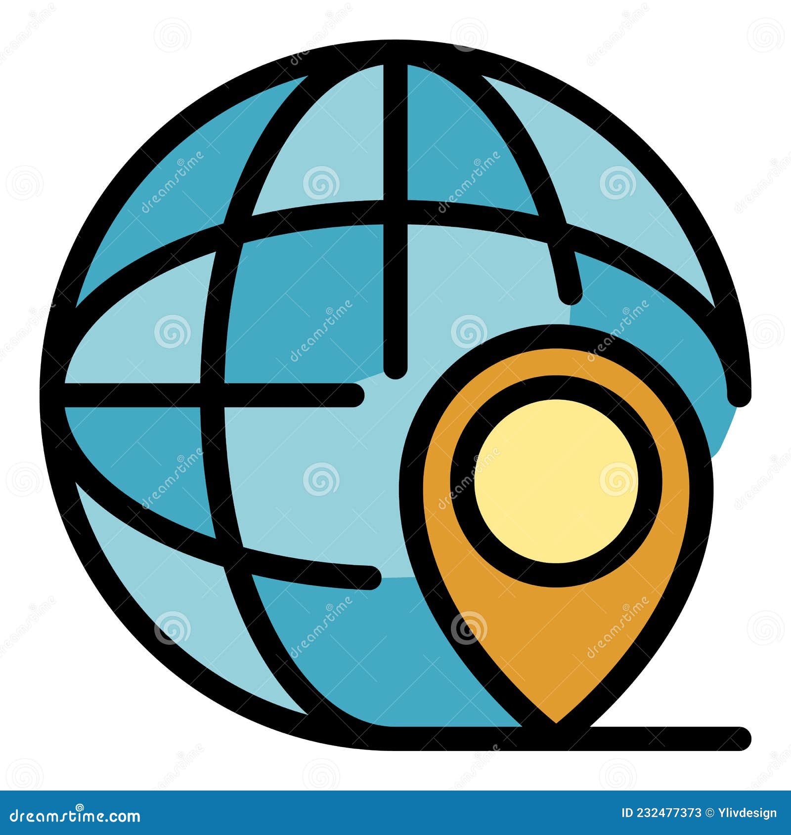 Global Location Icon Color Outline Vector Stock Vector - Illustration ...