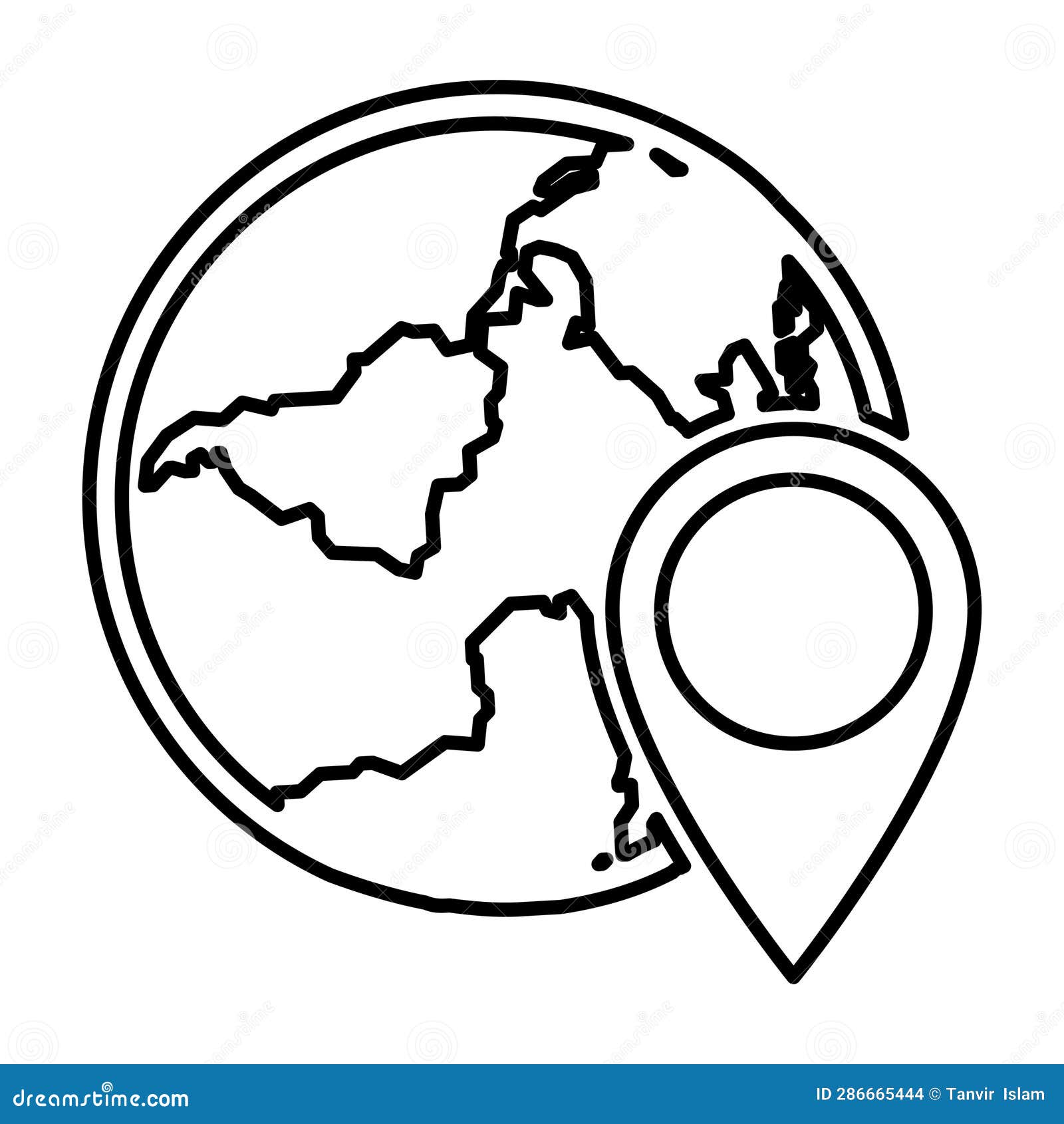 Global Location Icon in Outline Style Stock Vector - Illustration of ...