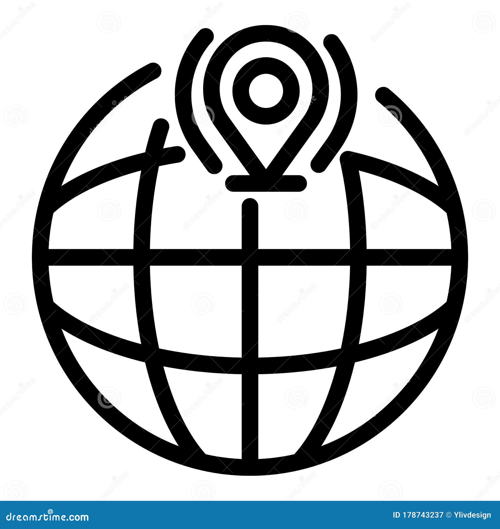 Global Location Icon, Outline Style Stock Vector - Illustration of ...