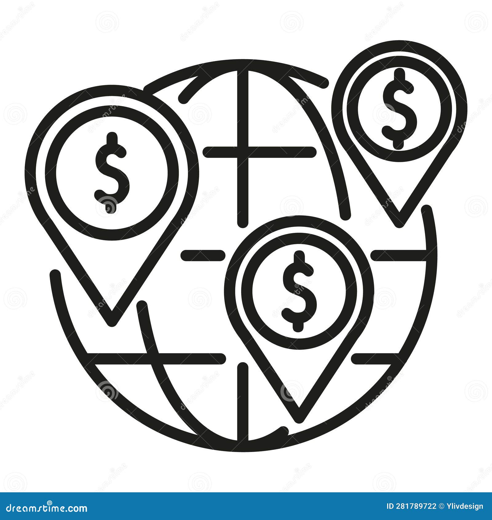 Global Location Icon Outline Vector. Digital Business Stock Vector ...