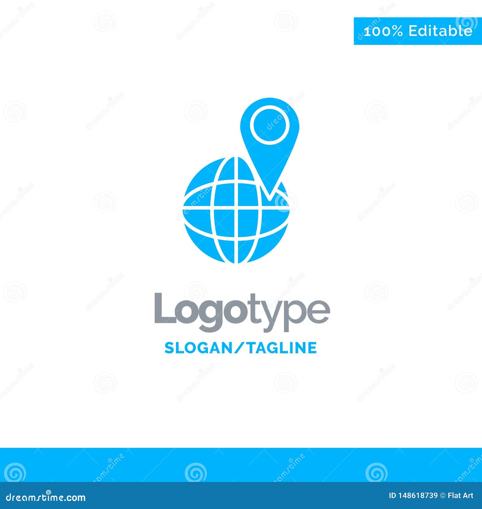 Global, Location, Map, World Blue Solid Logo Template. Place for ...