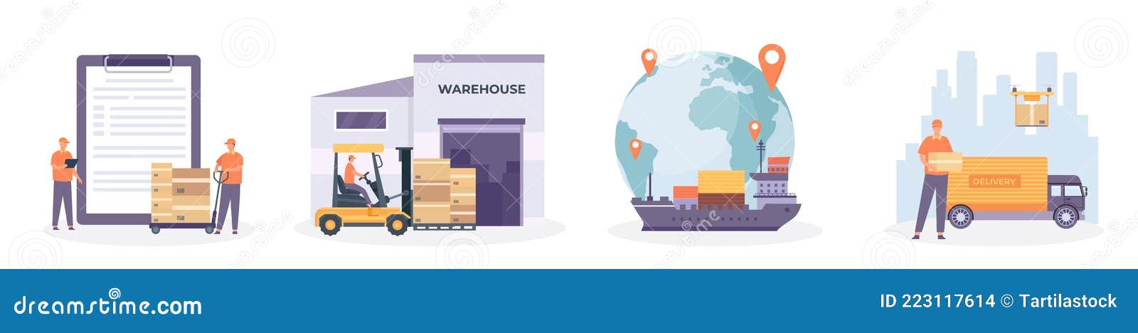 Global Logistic Chain. International Supply, Distribution, Warehouse ...