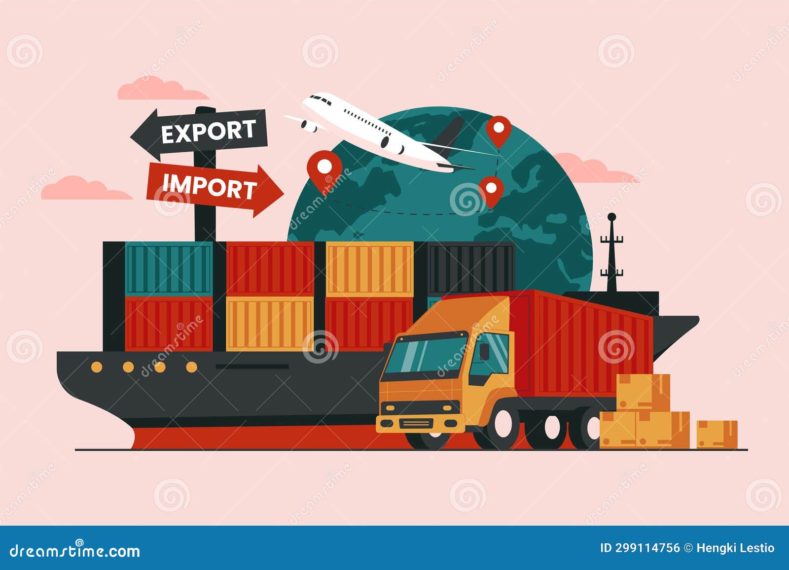 Global Logistic Distribution Service Illustration Concept Stock Vector ...