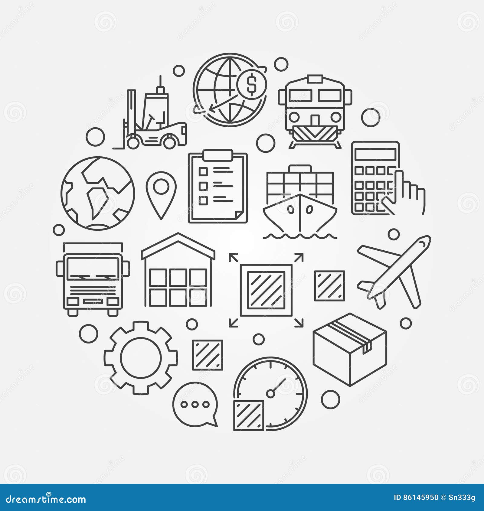 Global Logistics Circular Symbol Stock Vector - Illustration of crate ...