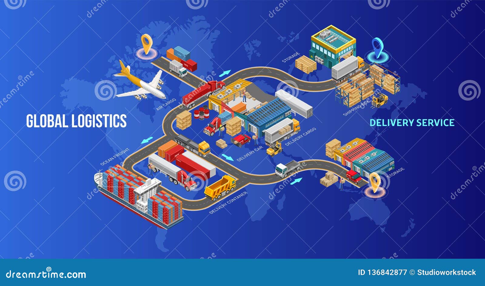 Global Logistics and Delivery Service Writings Near Chart Stock ...