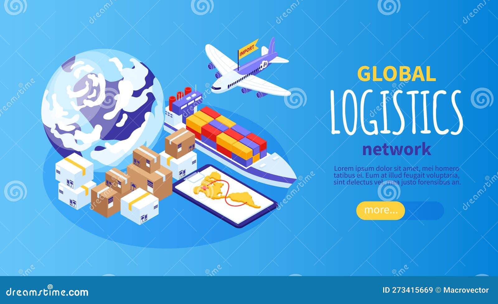 Global Logistics Horizontal Banner Stock Vector - Illustration of chain ...
