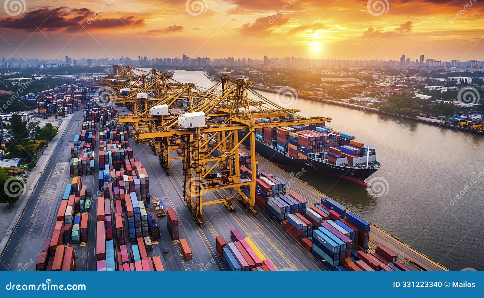 Global Logistics Hub Streamlined Import and Export of Containers Stock ...