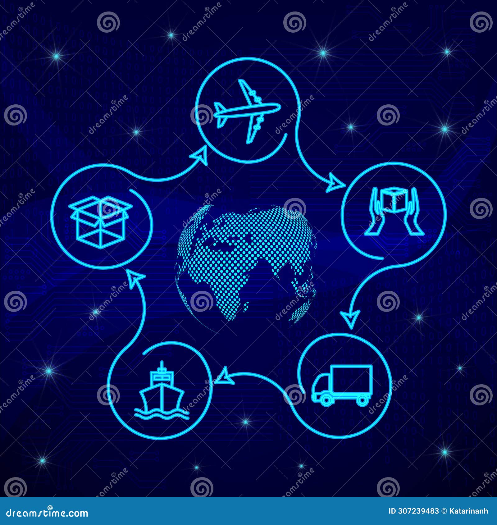 Global Logistics Network in Blue. Map Global Logistics Partnership ...