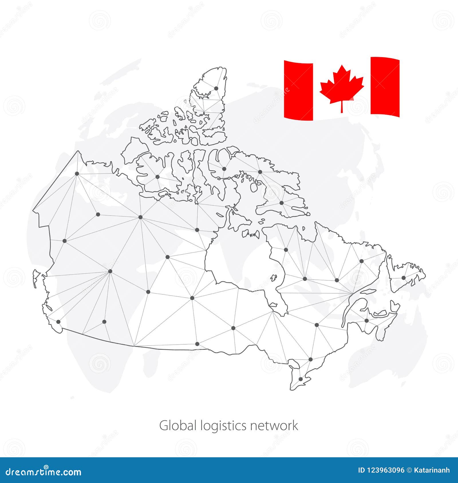 Global Logistics Network Concept. Communications Network Map Of The ...