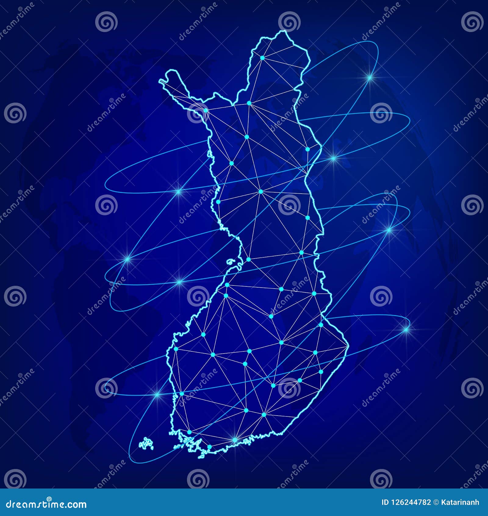 Global Logistics Network Concept. Communications Network Map Finland On ...