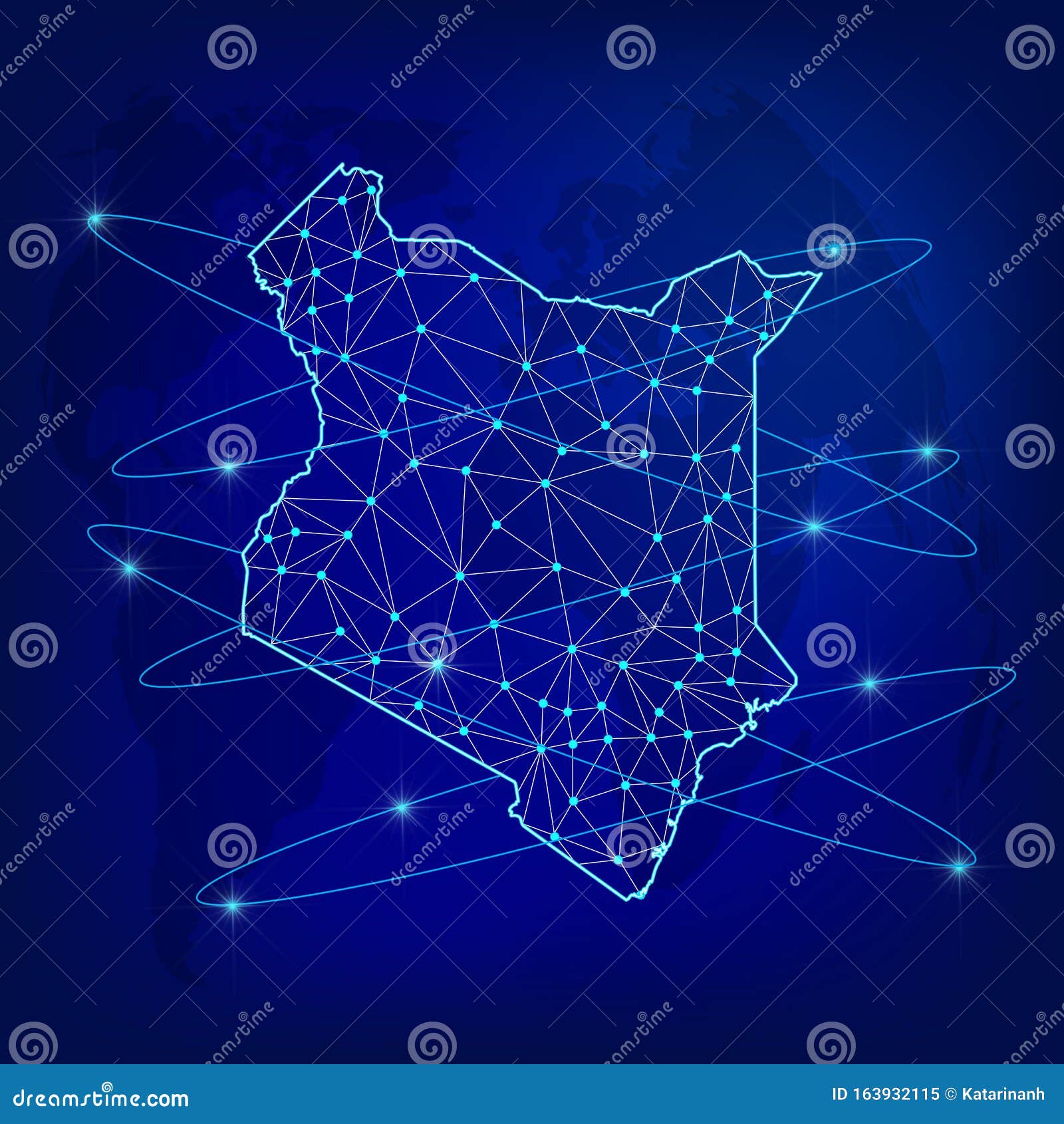 Global Logistics Network Concept. Communications Network Map Of Kenya ...