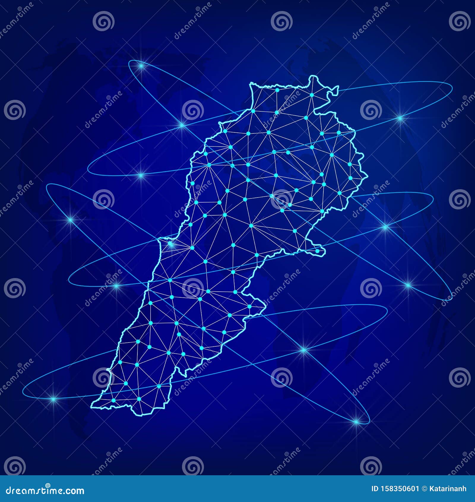 Global Logistics Network Concept. Communications Network Map Lebanon On ...