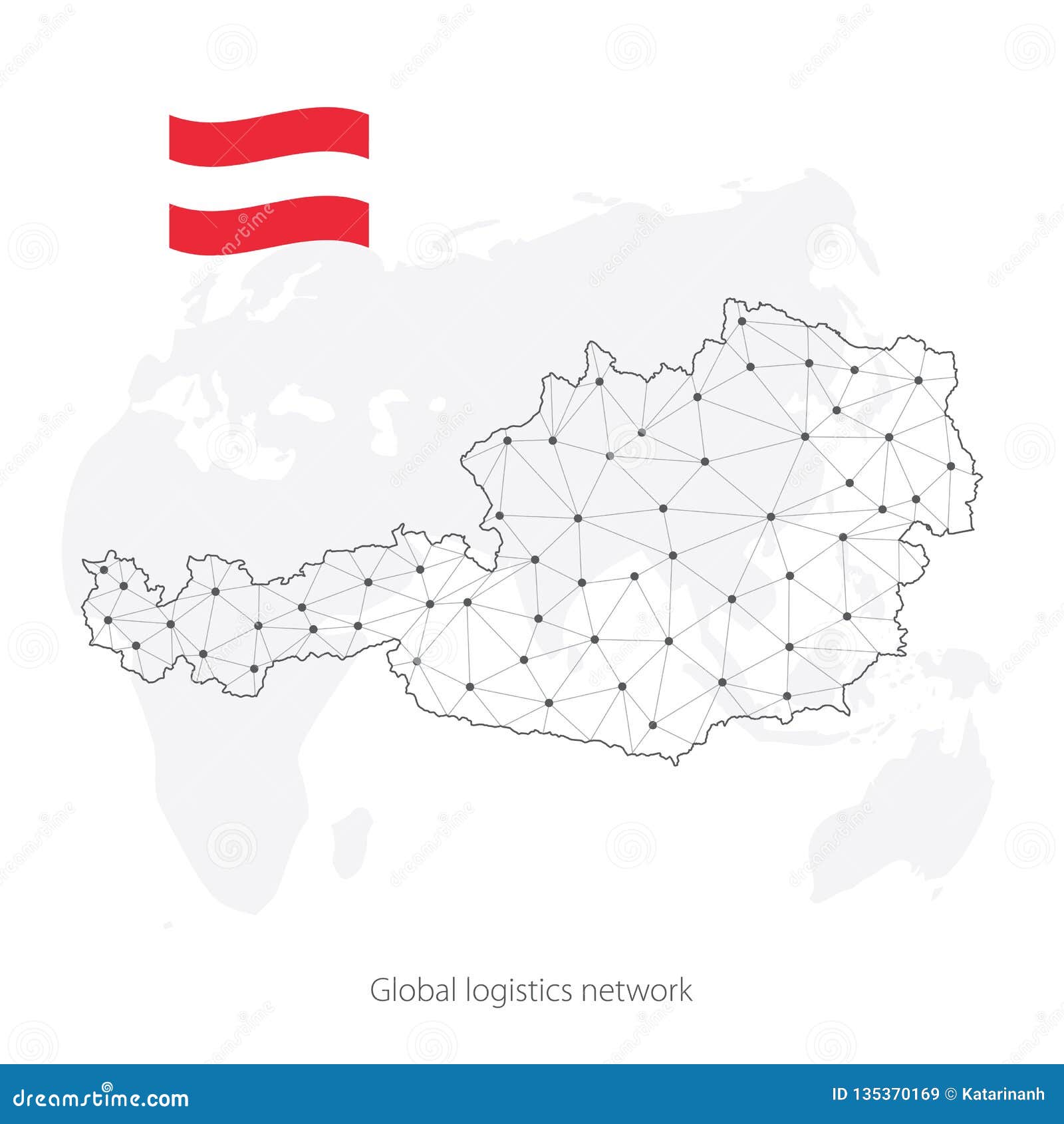 Global Logistics Network Concept. Communications Network Map Austria On ...