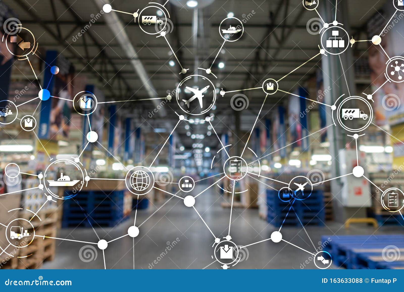 Global Logistics Network Concept. Delivery Planning on Virtual Screen ...