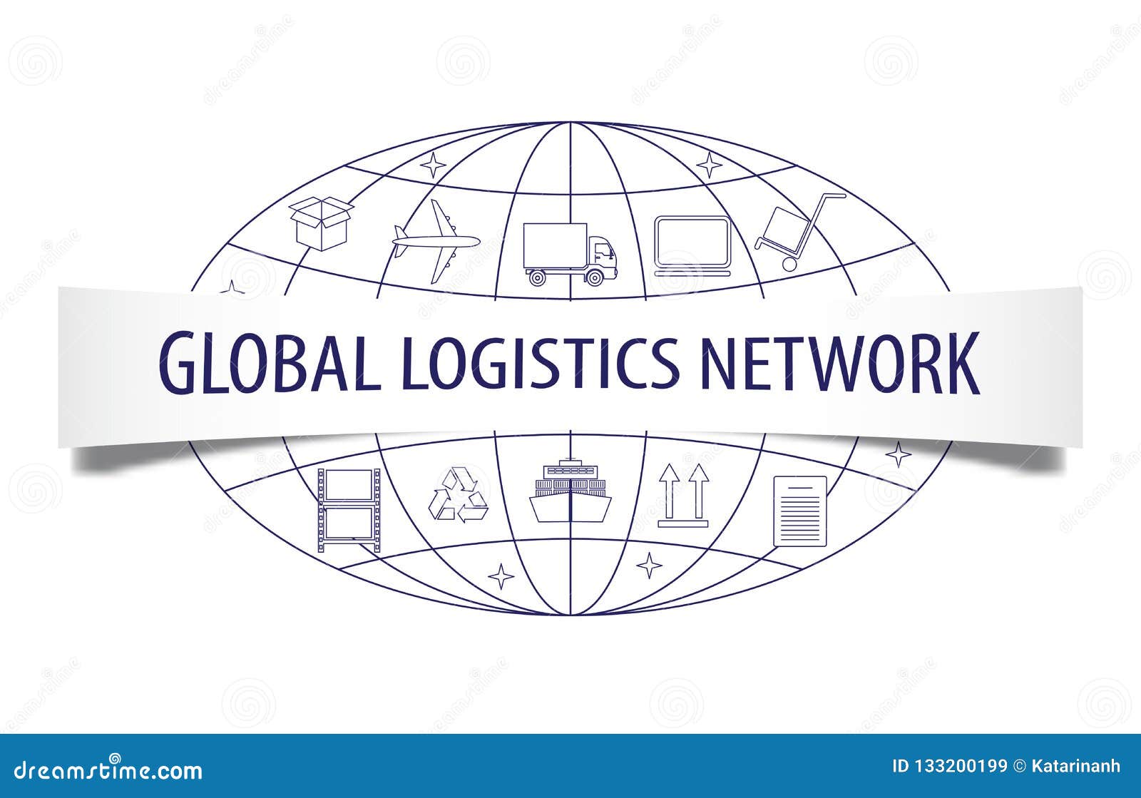 Global Logistics Network Concept. Globe and Logistics Vector Icons Set ...