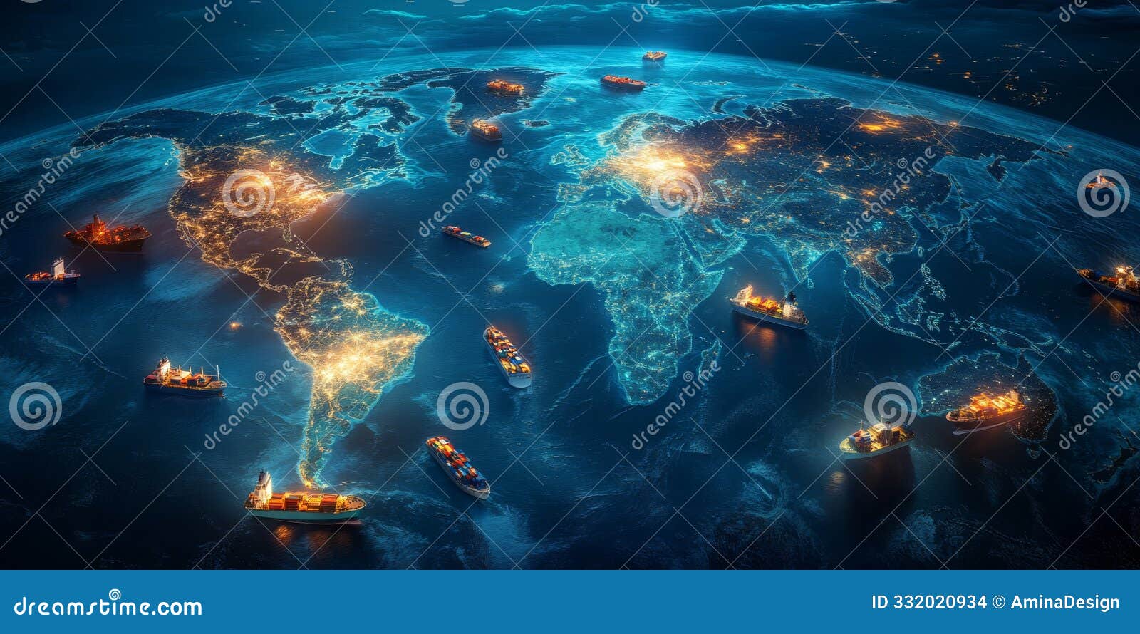 The Global Logistics Network Includes Key Elements Like Cargo Ships and ...