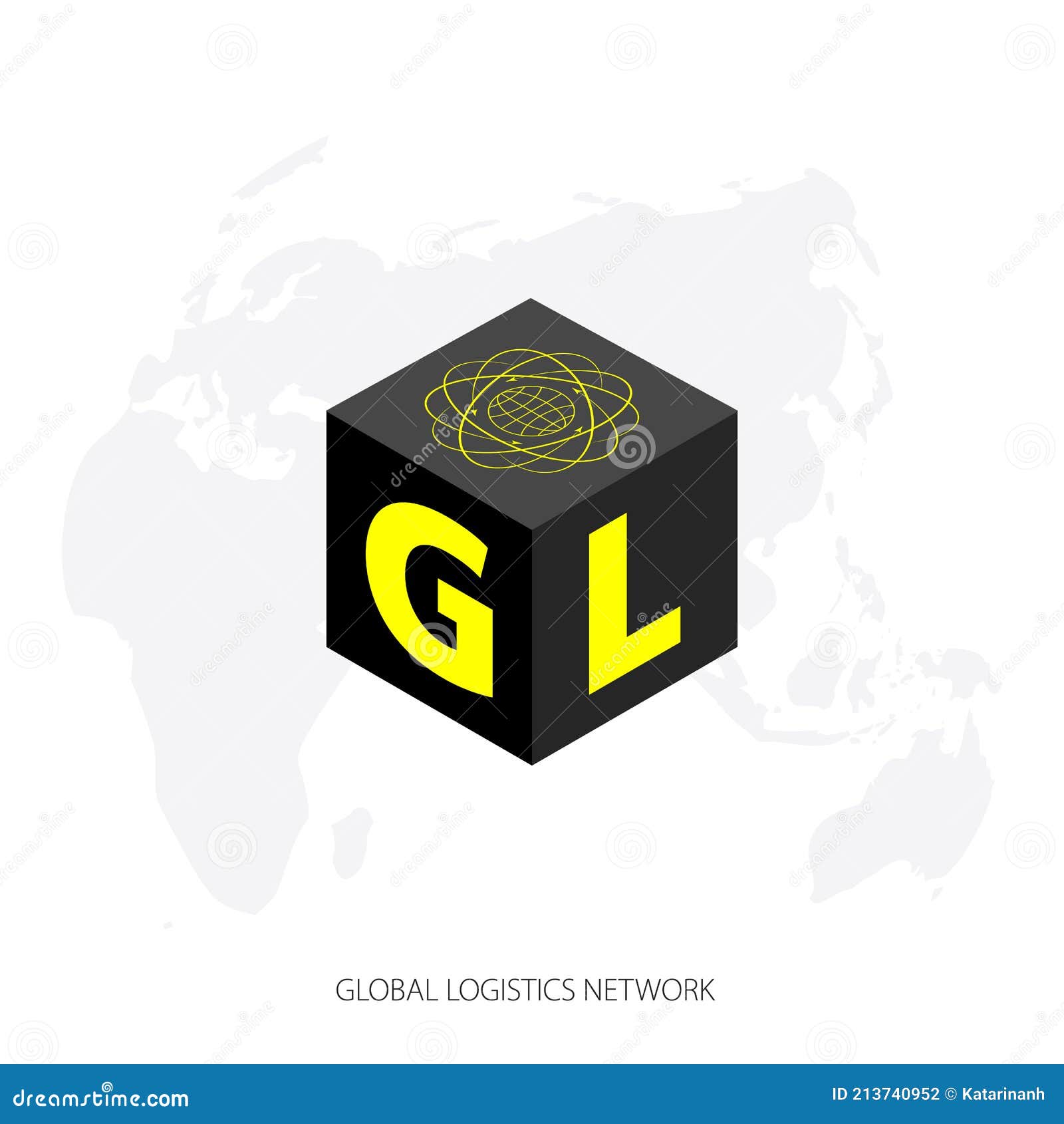 Global Logistics Network Logo in Cube. Map Global Logistics Partnership ...