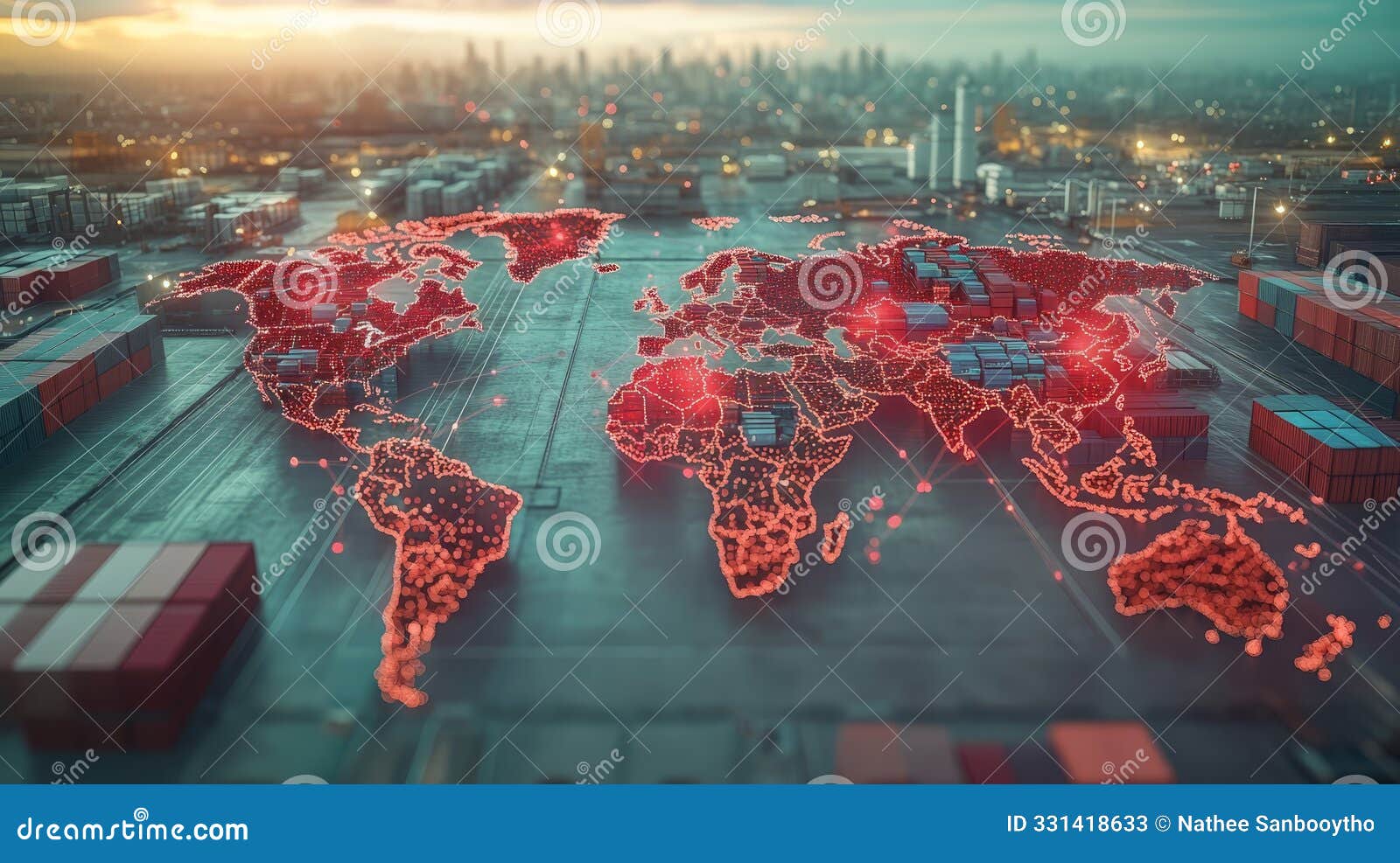 Global Logistics Network with Shipping Containers Stock Illustration ...