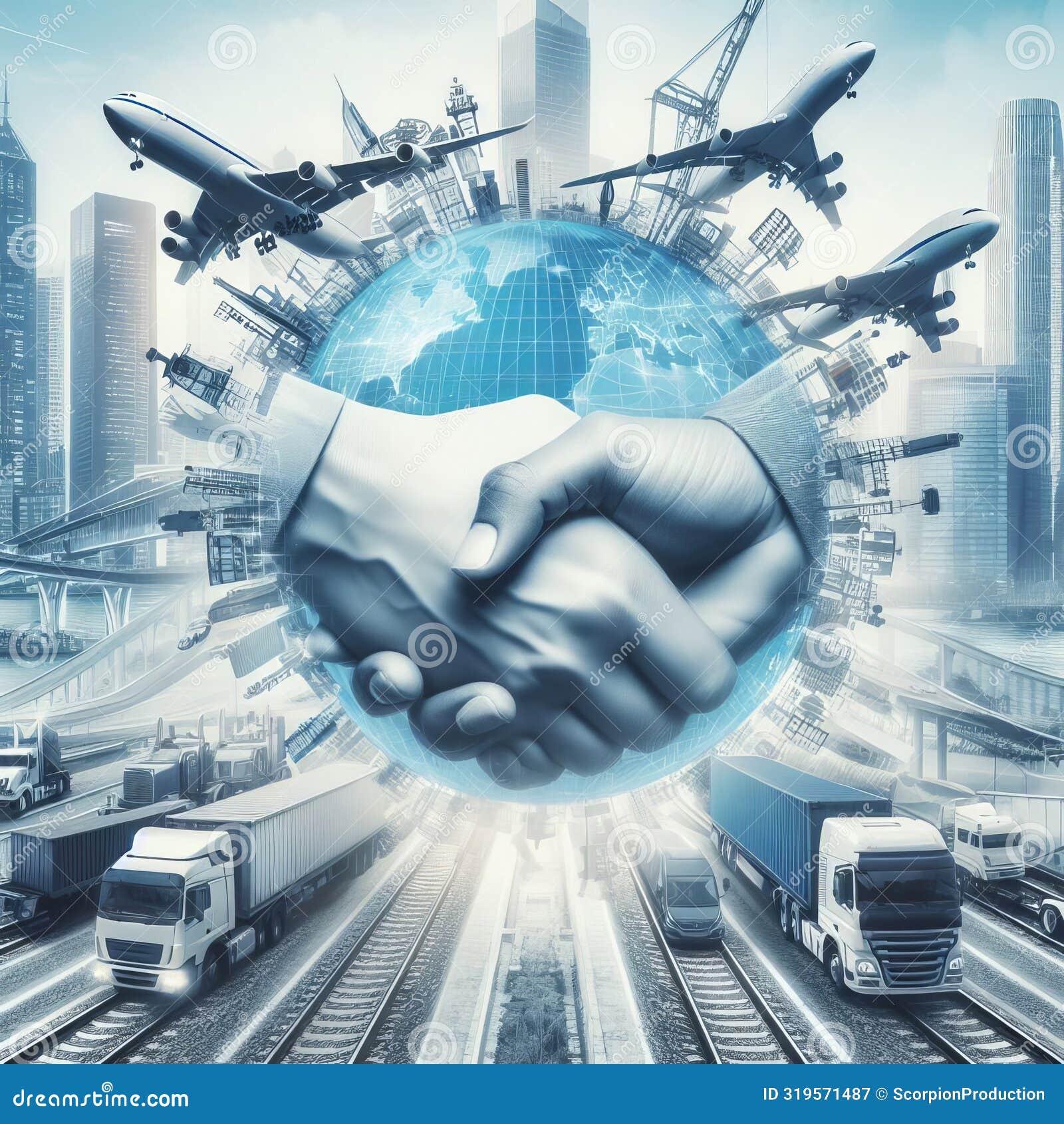 Global Logistics and Trade Connection Stock Image - Image of trucks ...