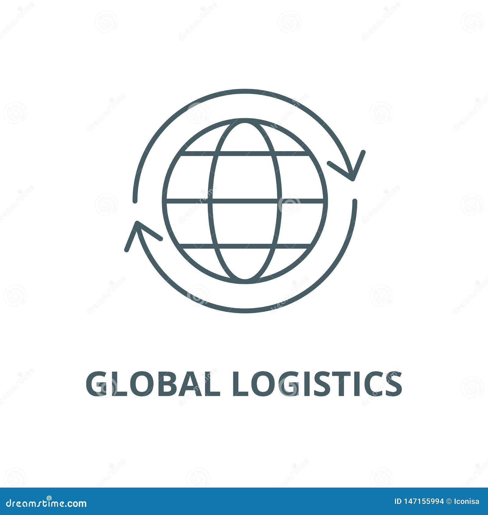 Global Logistics Vector Line Icon, Linear Concept, Outline Sign, Symbol ...