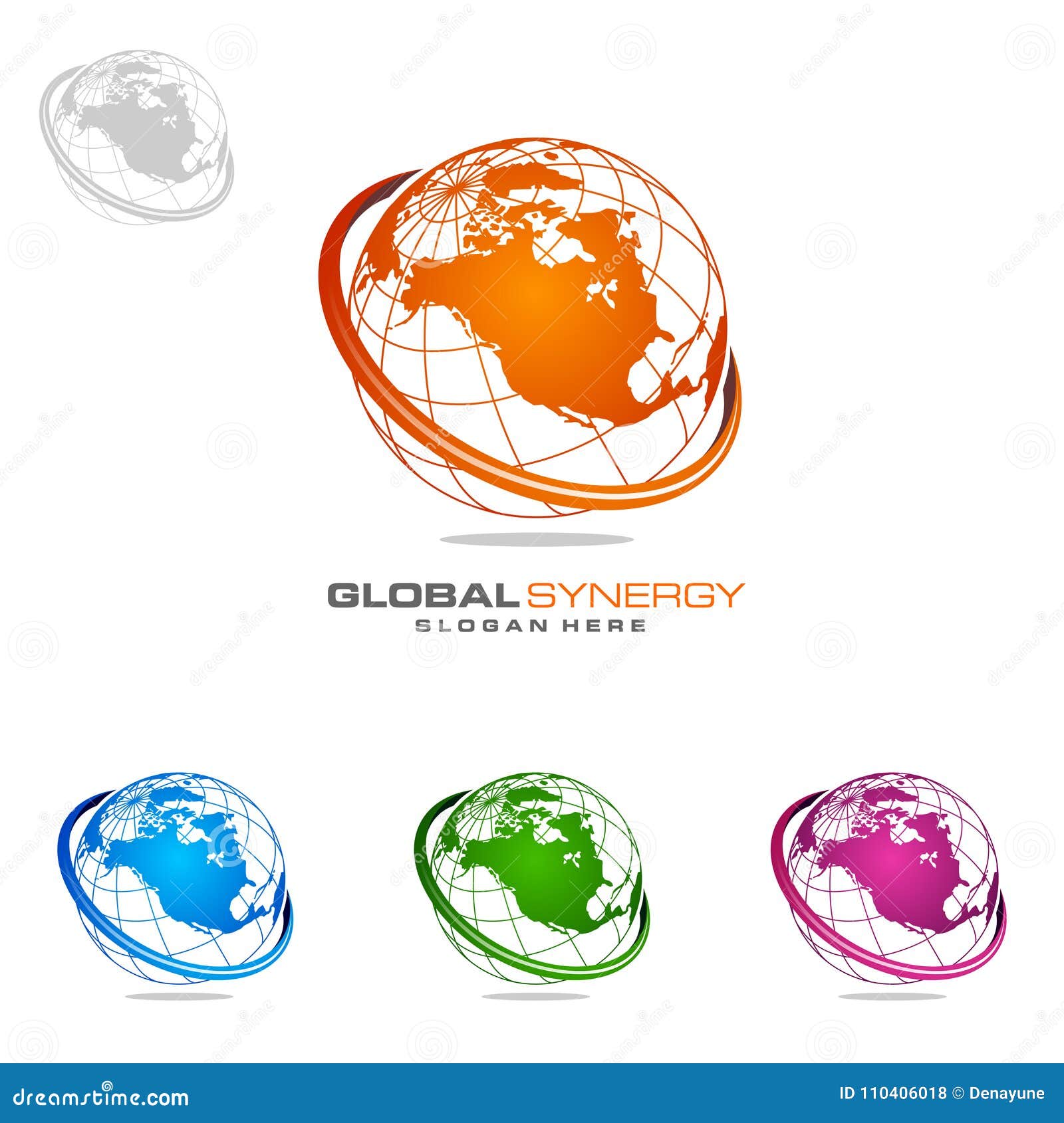 Global Logo with Ring Sphere and Digital World Motion Vector Logo ...