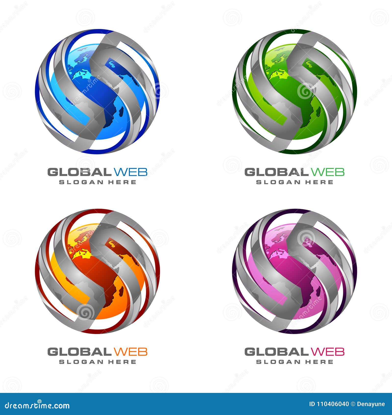 Global Logo with Ring Sphere and Digital World Motion Vector Logo ...