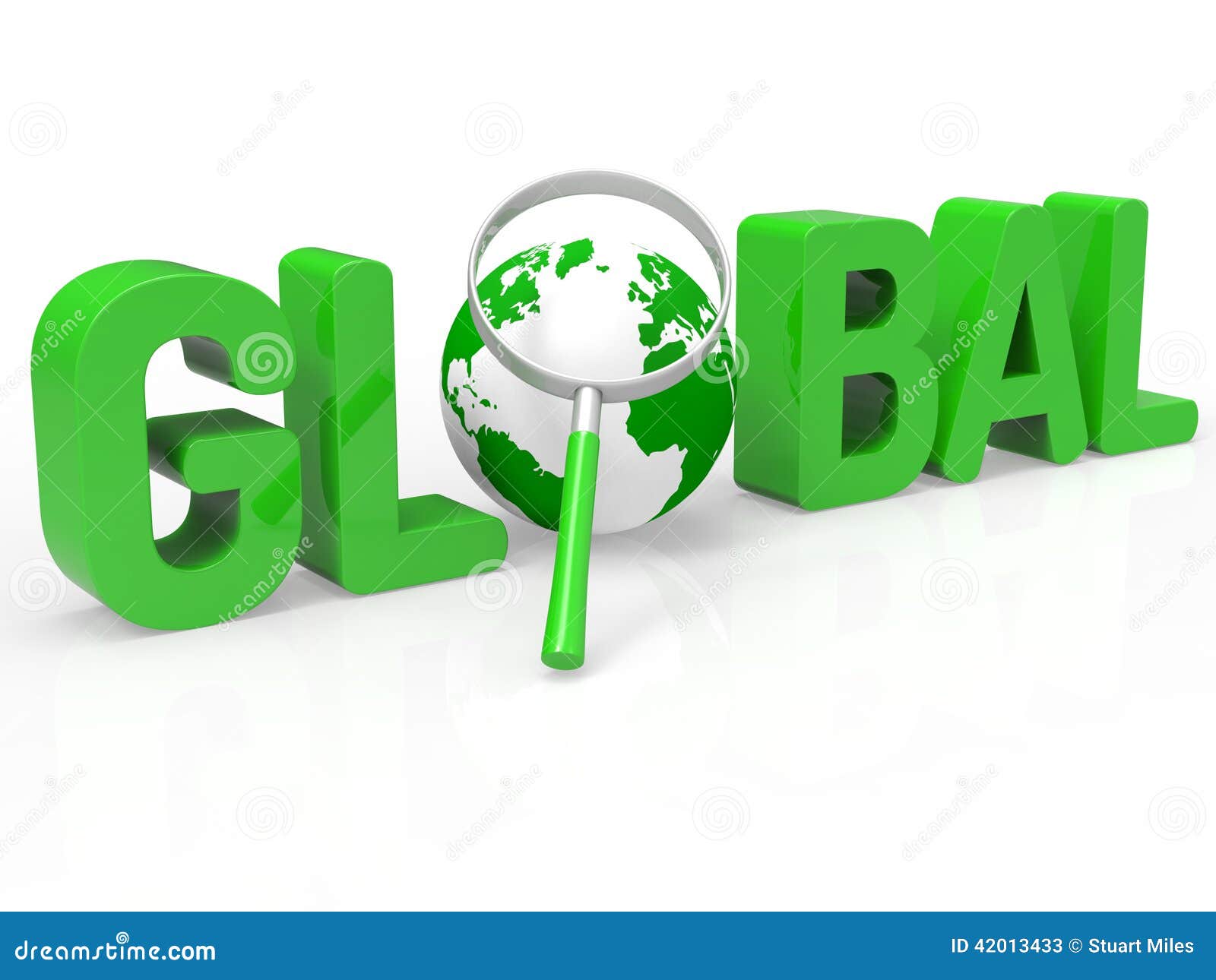 Global Magnifier Shows Searching Globe and Magnifying Stock ...