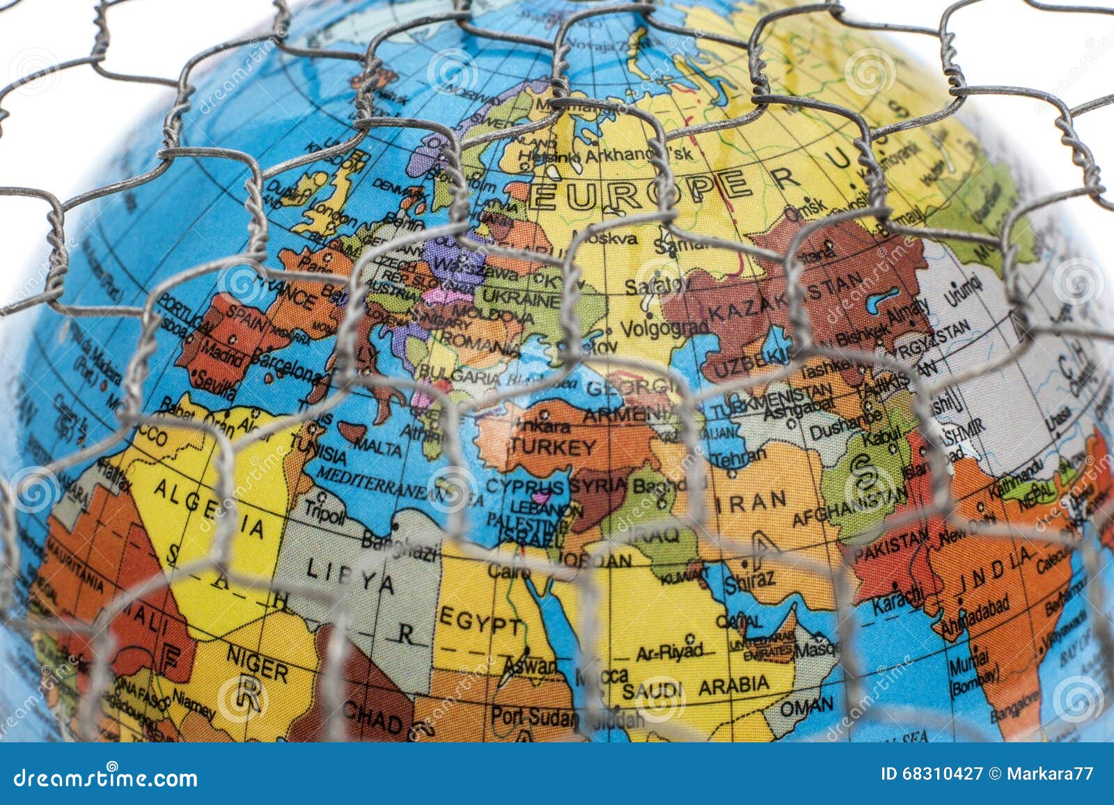 The Global Map Behind a Wire Fence Stock Image - Image of grid ...