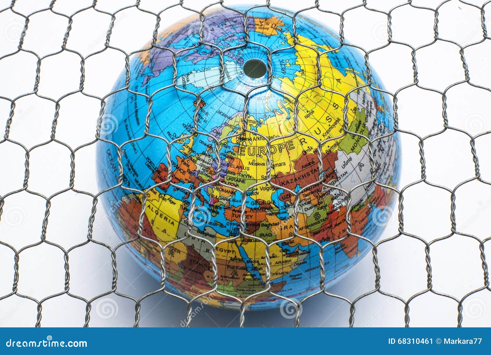 The Global Map Behind a Wire Fence Stock Image - Image of globe, close ...