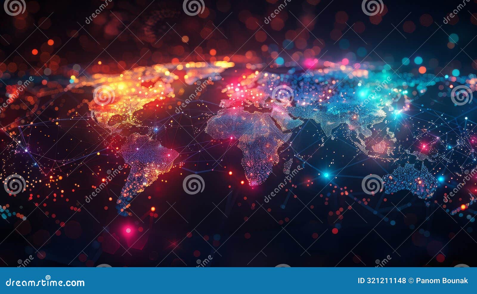 A Global Map Composed of Interconnected Dots, Each Colour Representing ...