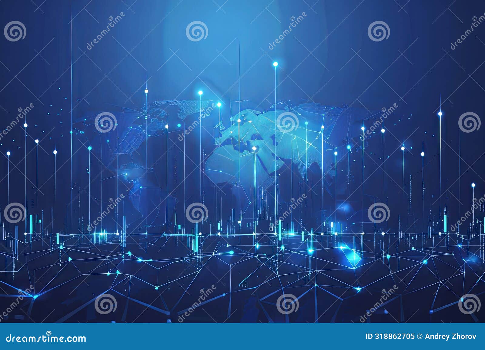 Global Map with Connecting Lines and Dots Stock Illustration ...