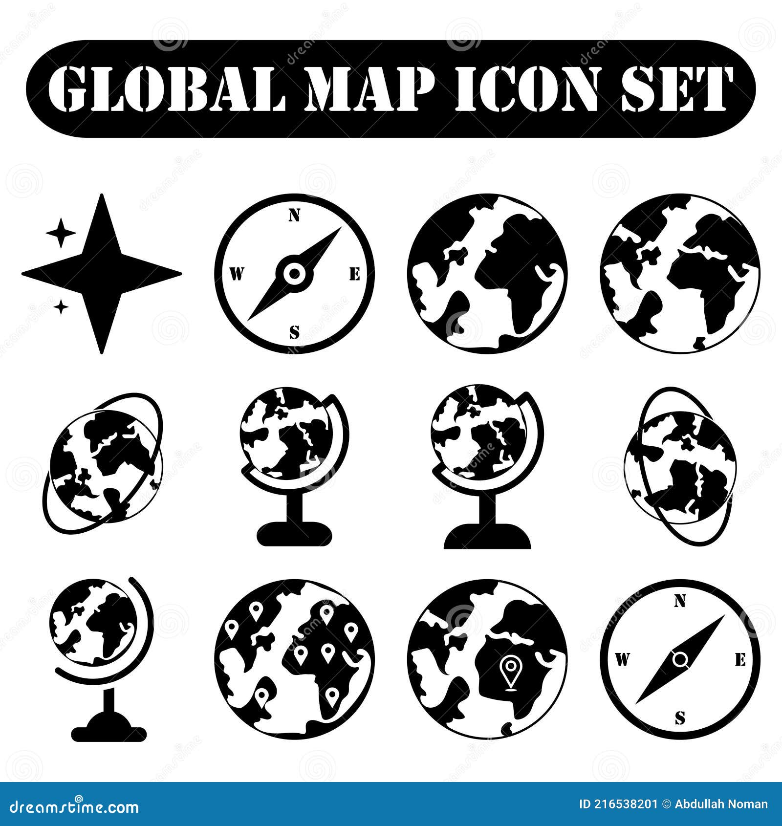 Global map icon set design stock vector. Illustration of location ...