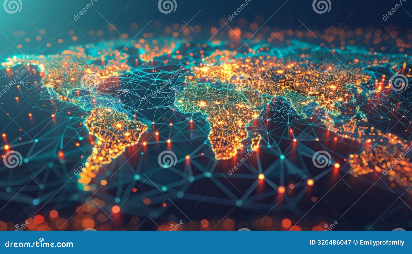 Global Map Illuminated by Lights Stock Image - Image of geographical ...
