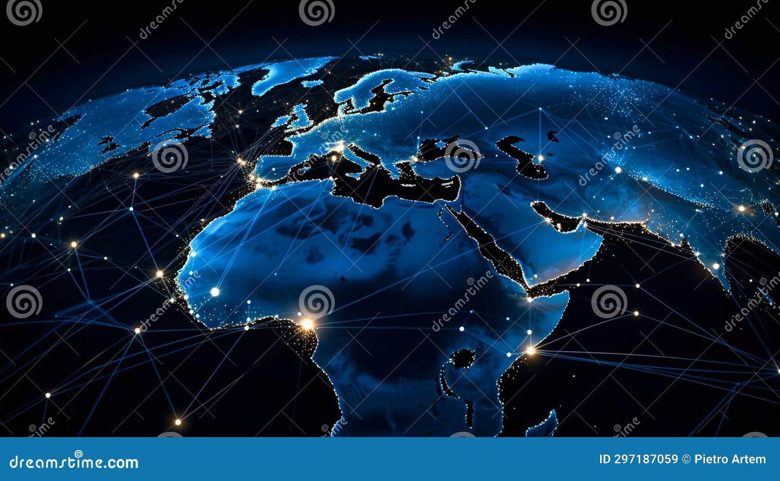 Global Map with Interconnected Points Digital Stock Image - Image of ...