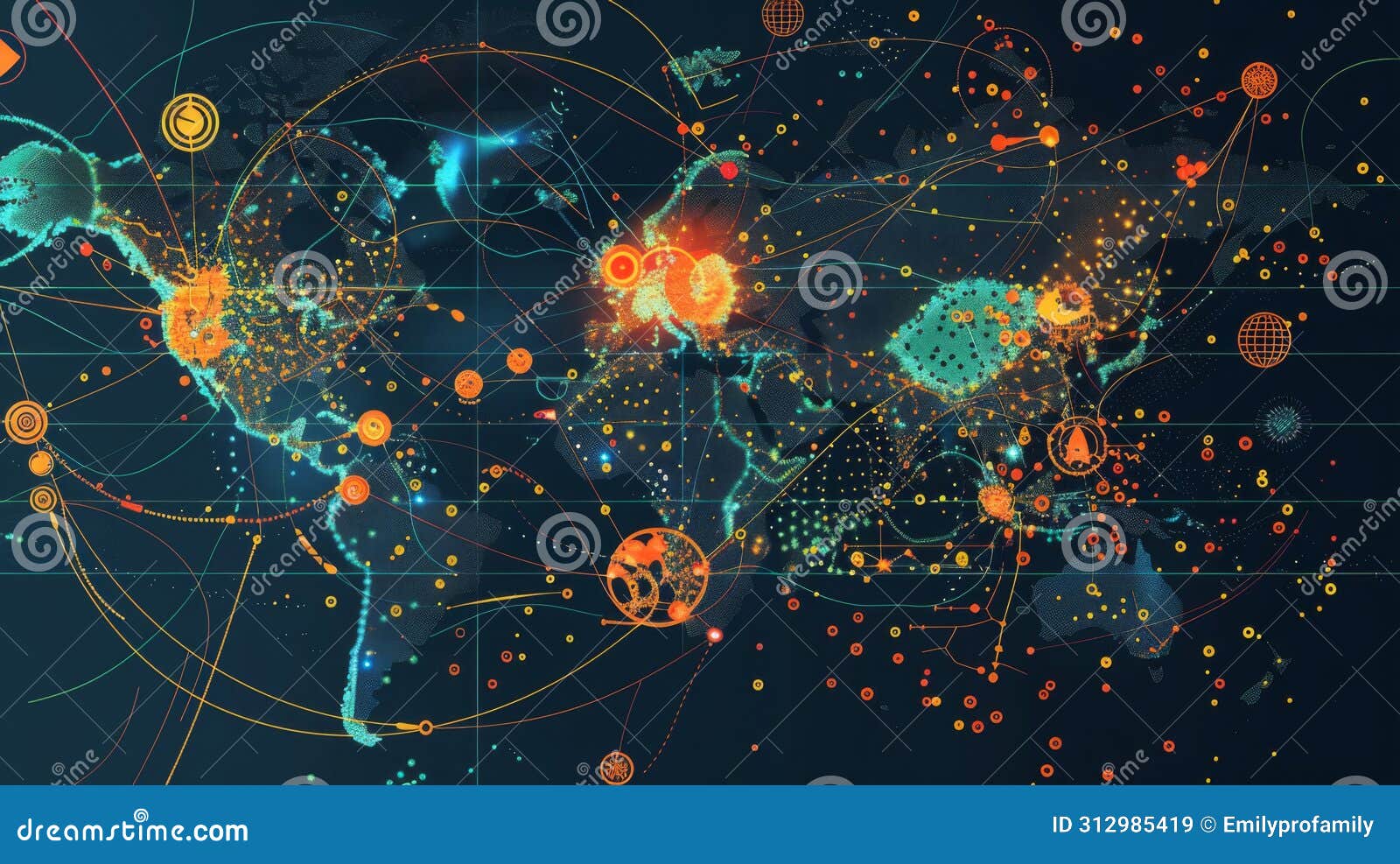 Global Map with Numerous Dots Stock Image - Image of scattered, chart ...