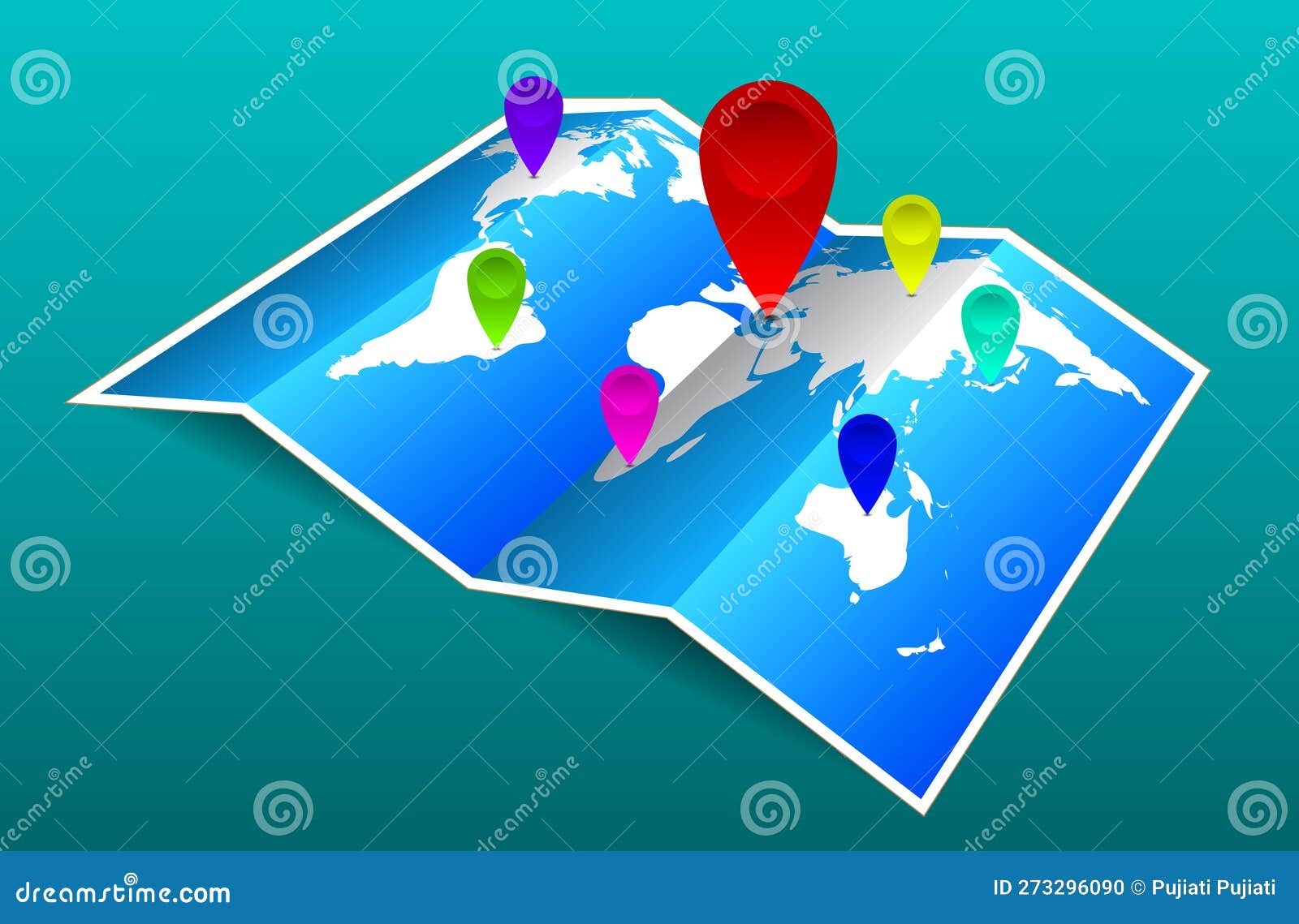 Global Map Pin Sign for Navigation Direction Place - 3d Illustration ...