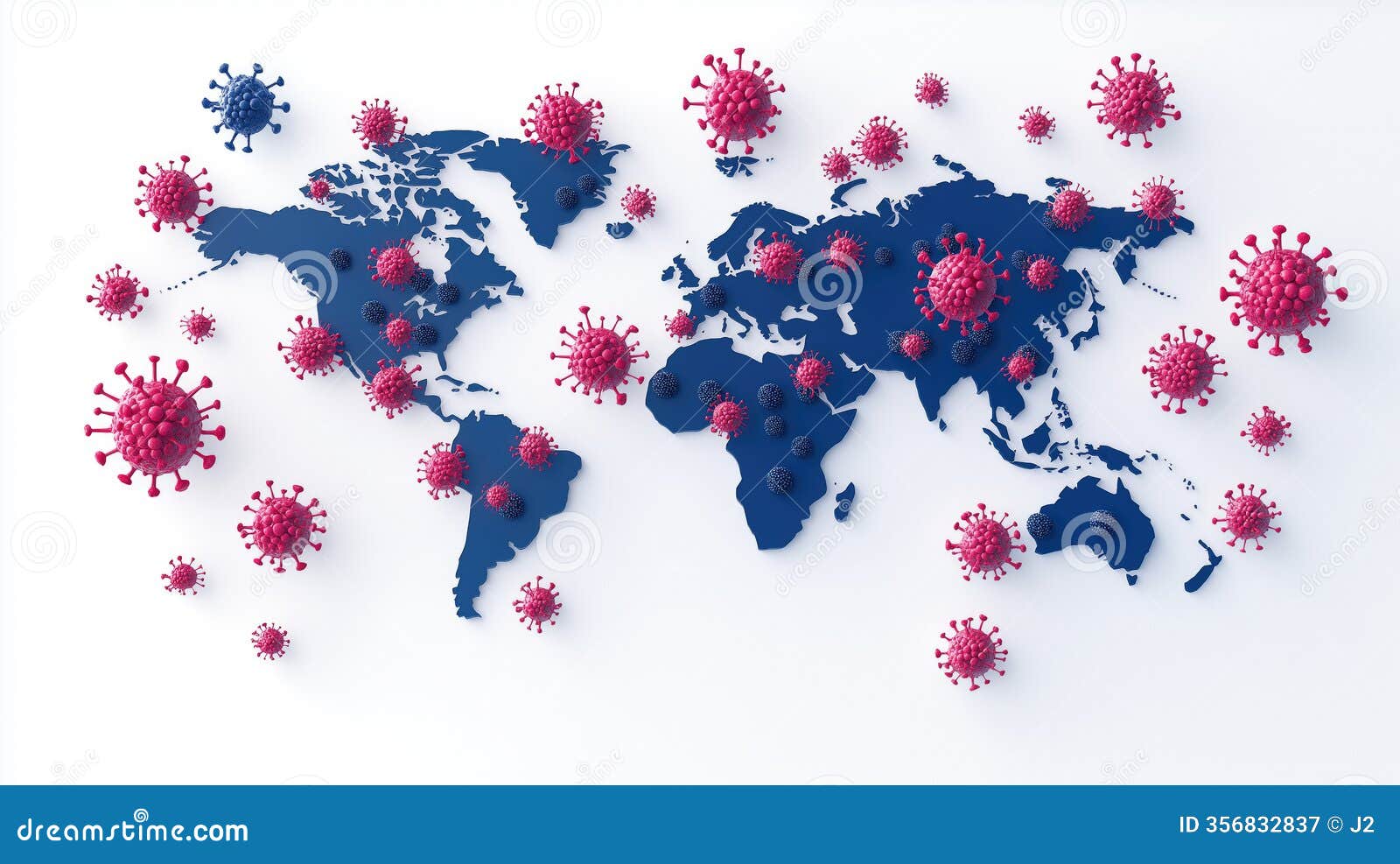 Global Map with Red Virus Molecules Symbolizing Worldwide Pandemic ...