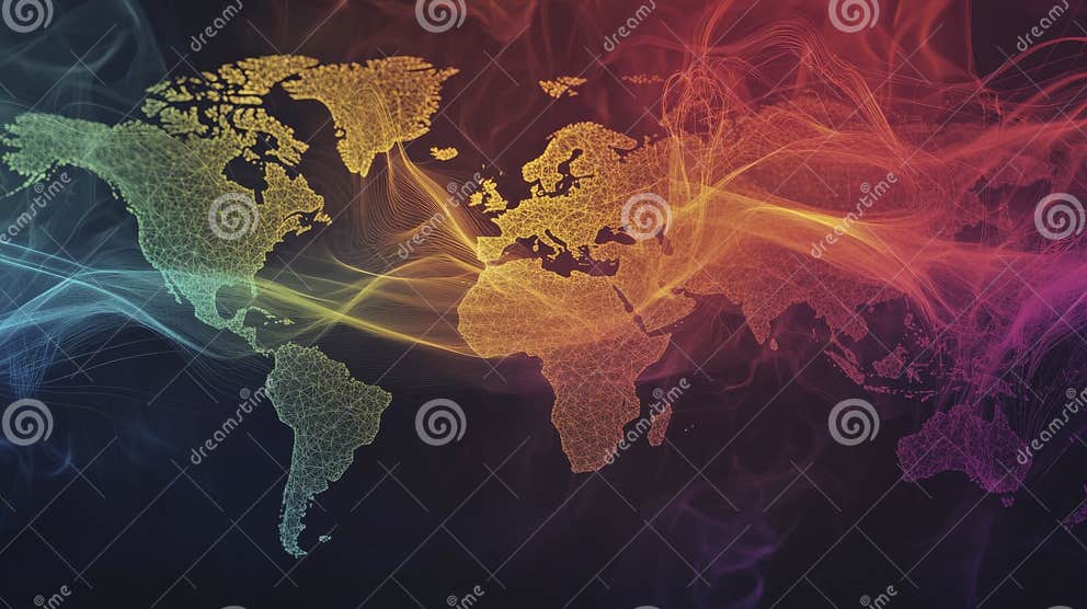 Global Map with Soft Glow Abstract Background Digital Art Creative ...