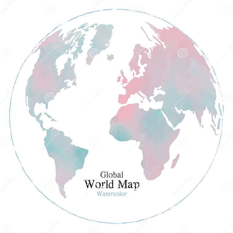 Global Map with Watercolor Texture Stock Vector - Illustration of ...