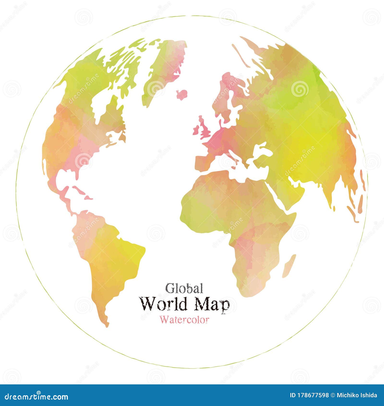 Global Map with Watercolor Texture Stock Vector - Illustration of ...