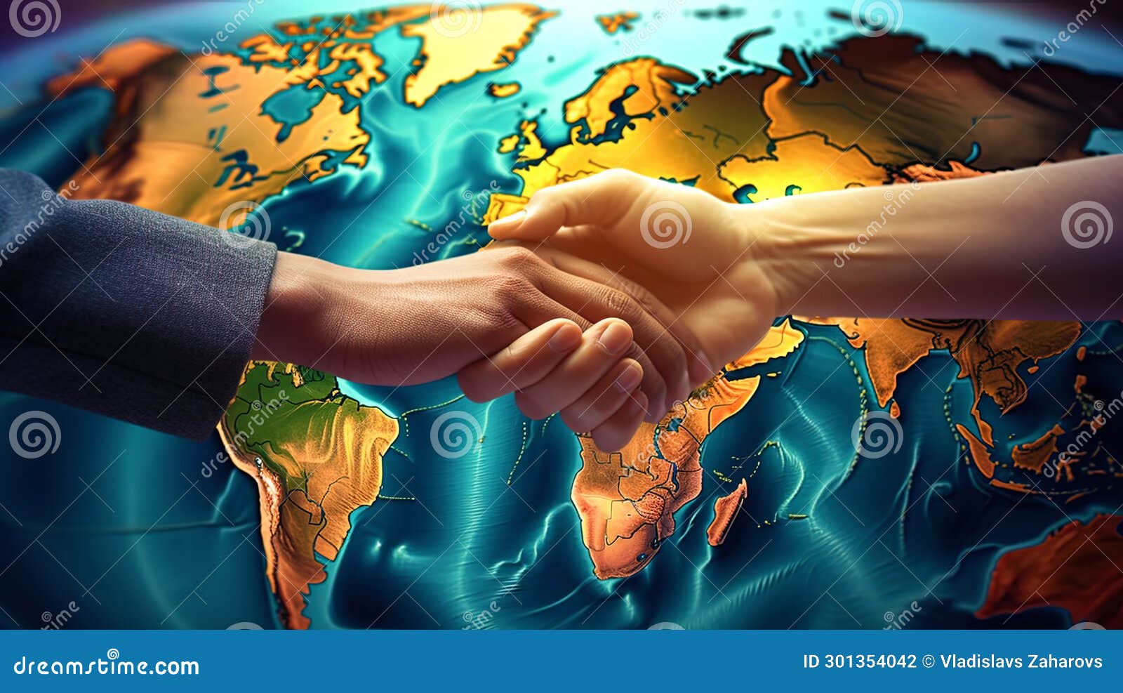 The Global Map on Which the Hands from Different Parts of the World ...